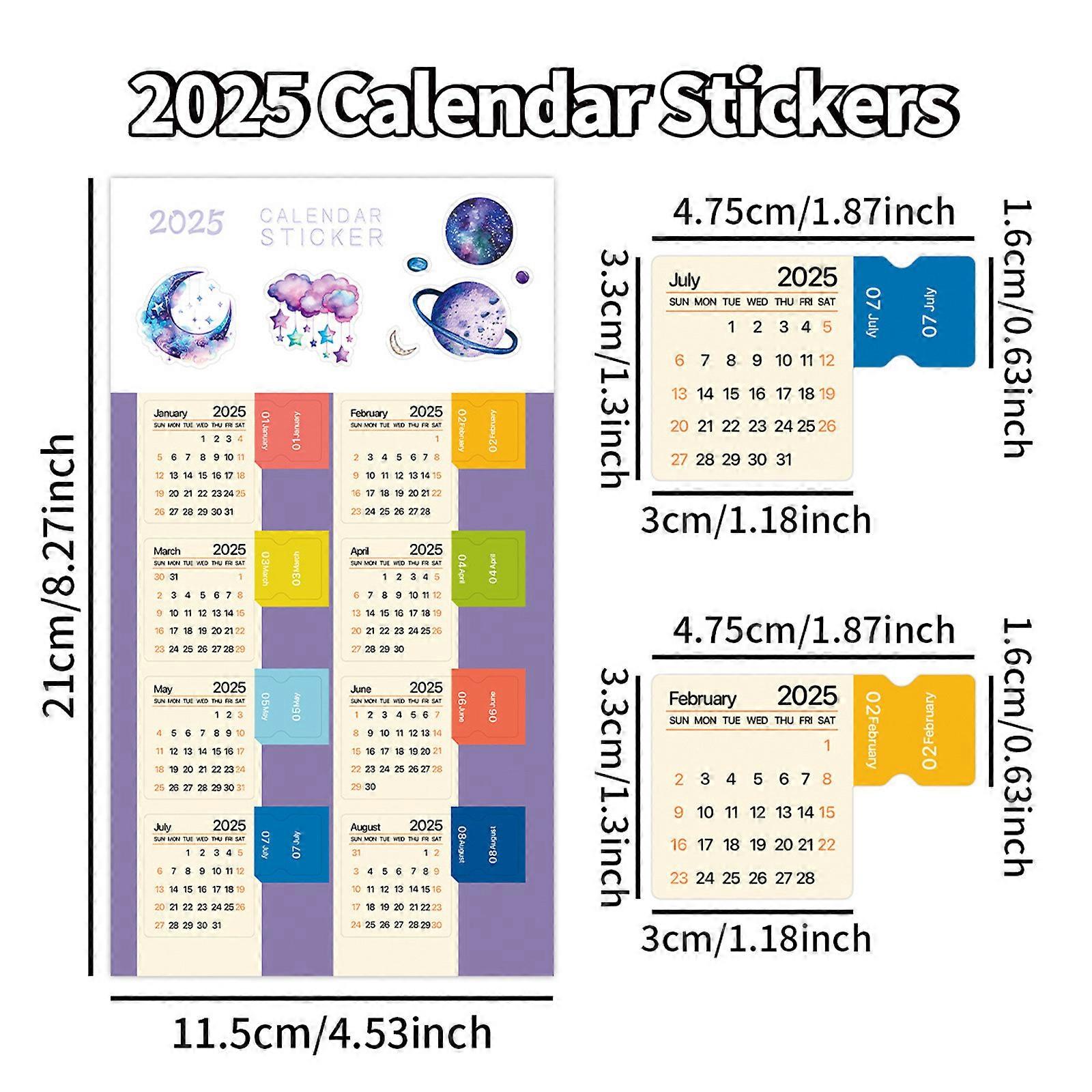 2025 Calendar Stickers Diary Notebook Classification Label Stickers ...