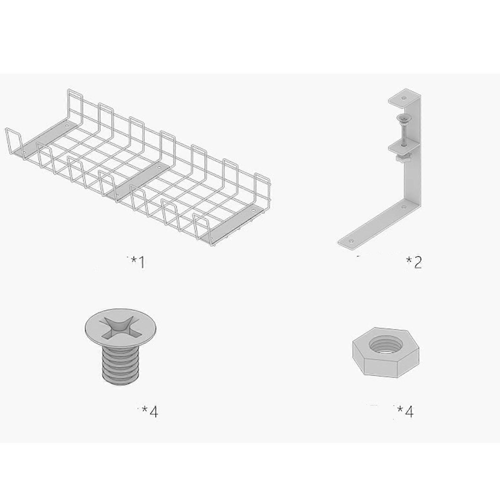 No Drill Under Desk Cable Management Tray Clamp Install Desk Cord ...