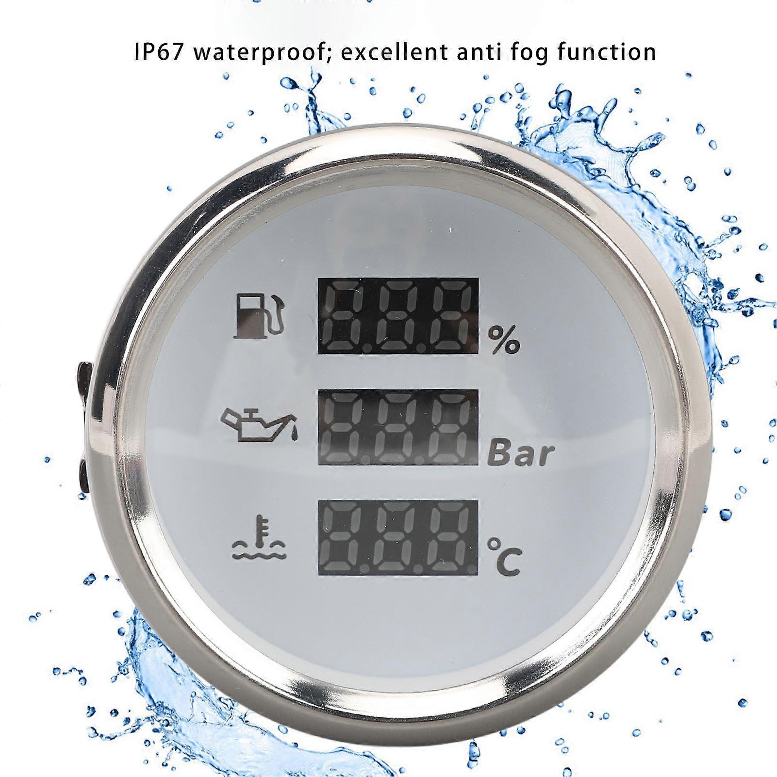 Digital Marine Gauge 52mm White Dial Silver Bezel for Oil Level ...
