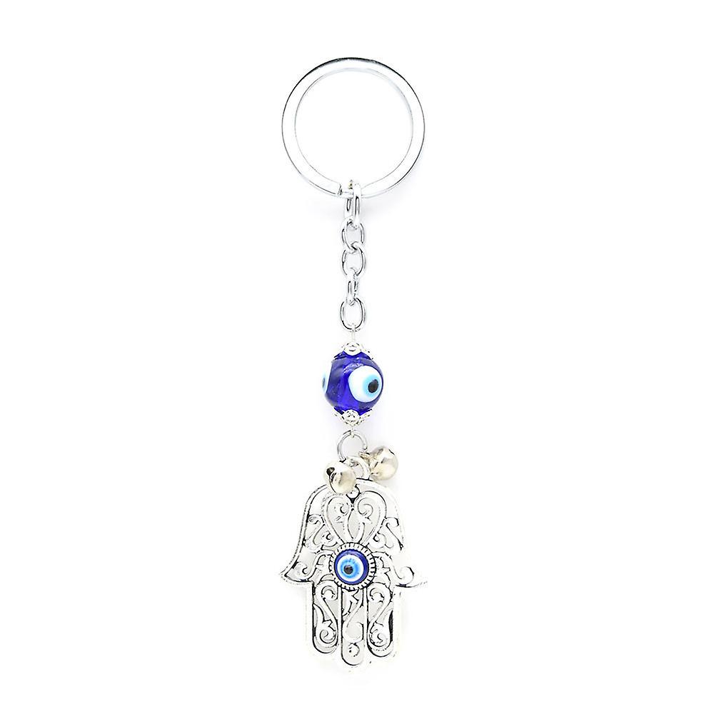 2 Pack Evil Eye Silver Hamsa Keychain Hand Fatima Protection Charm Key holder Good Luck Keychain ...