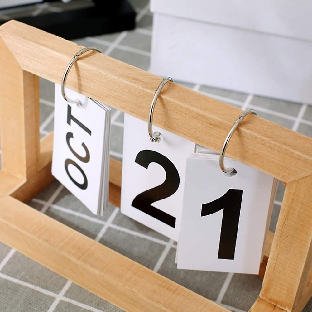 Jinyi Wooden Flip Calendar Nordic Style Desktop Decor Perpetual ...