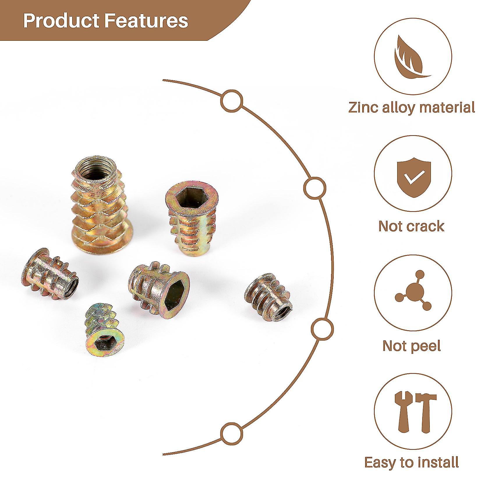 Threaded Inserts Nuts, Wood Insert Assortment Tool Kit, /m5/m6/m8 Furniture Screw Inserts ...