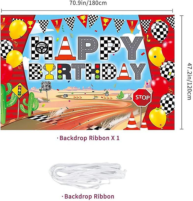 Racing Car Happy Birthday Backdrop Banner Racing Lane Photography ...