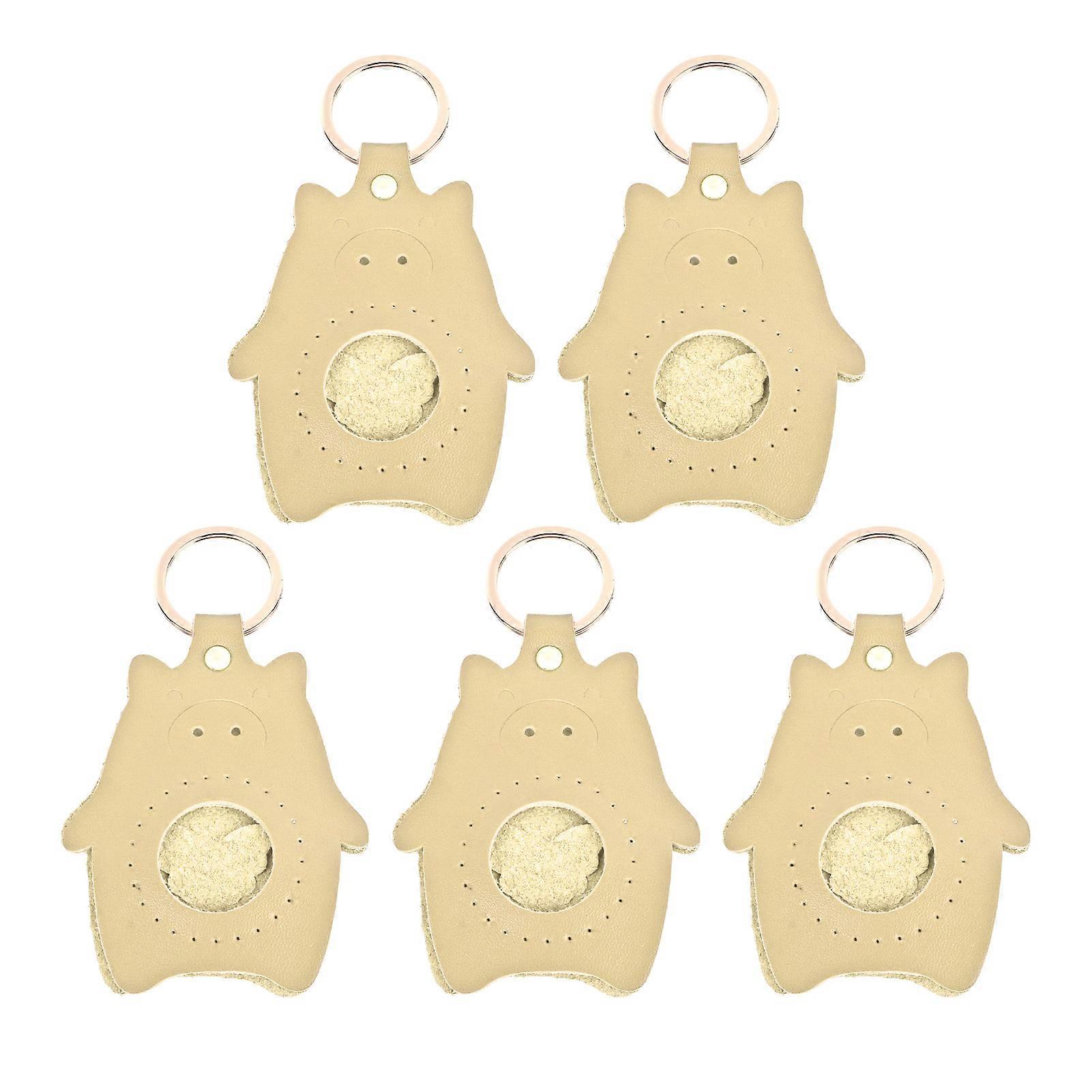 5 Sets Leather Key Fob Kit Cute Cartoon Piggy Shape DIY Leather Key ...