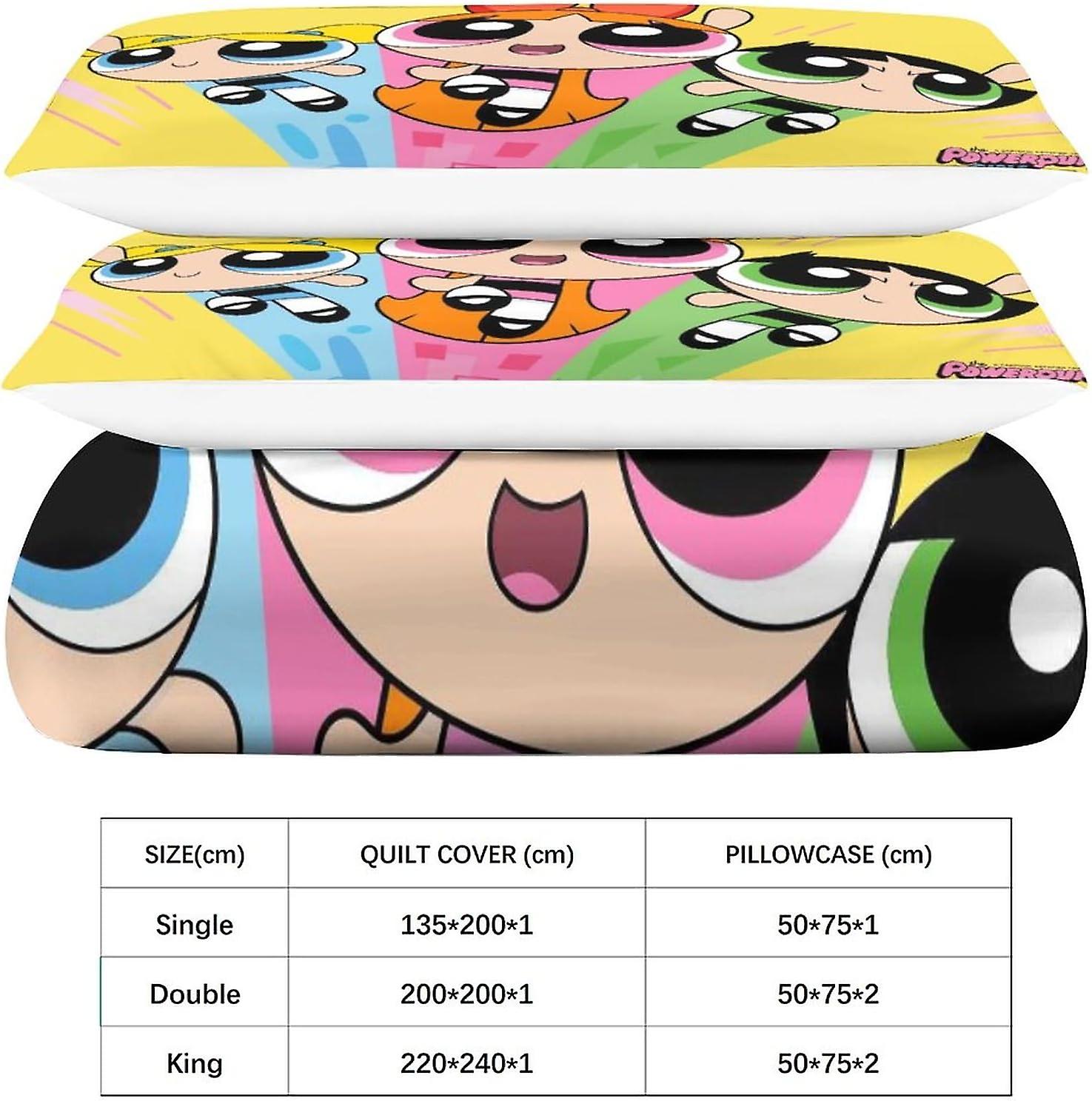 EKENOZ The Powerpuff Girls 3D Comforter Cover Set for Kids Boys Cartoon ...