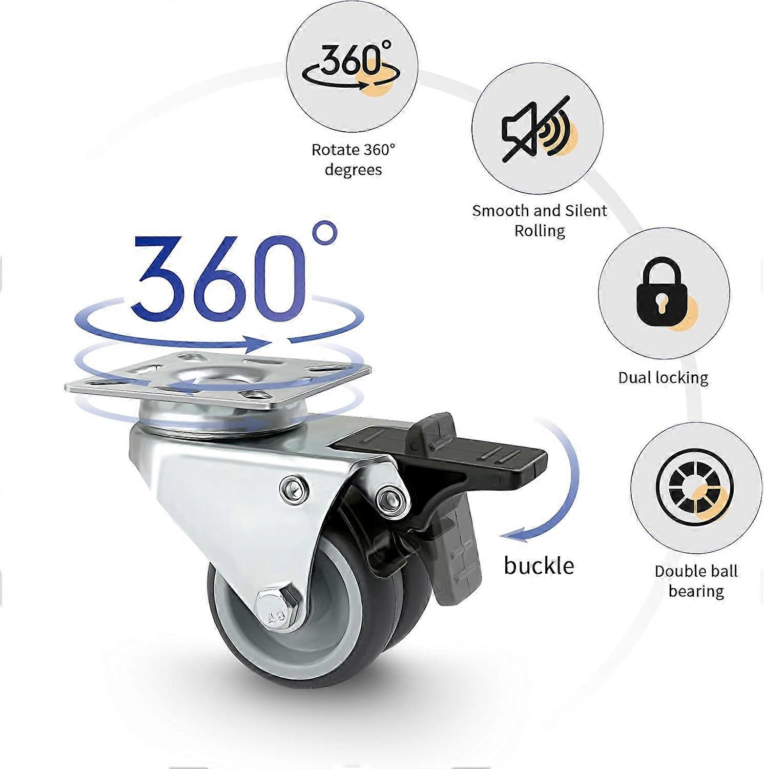 4 x furniture castors with beach chair brake castors double wheel lawn ...