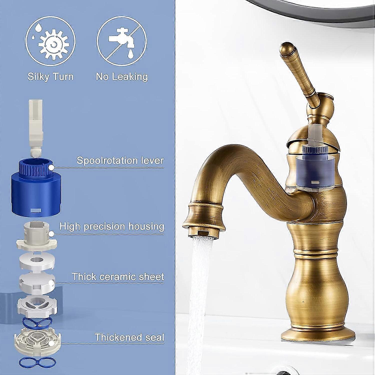 Retro Basin Faucet,360 Swivel Bathroom Faucet, Brass Basin Mixer Tap ...