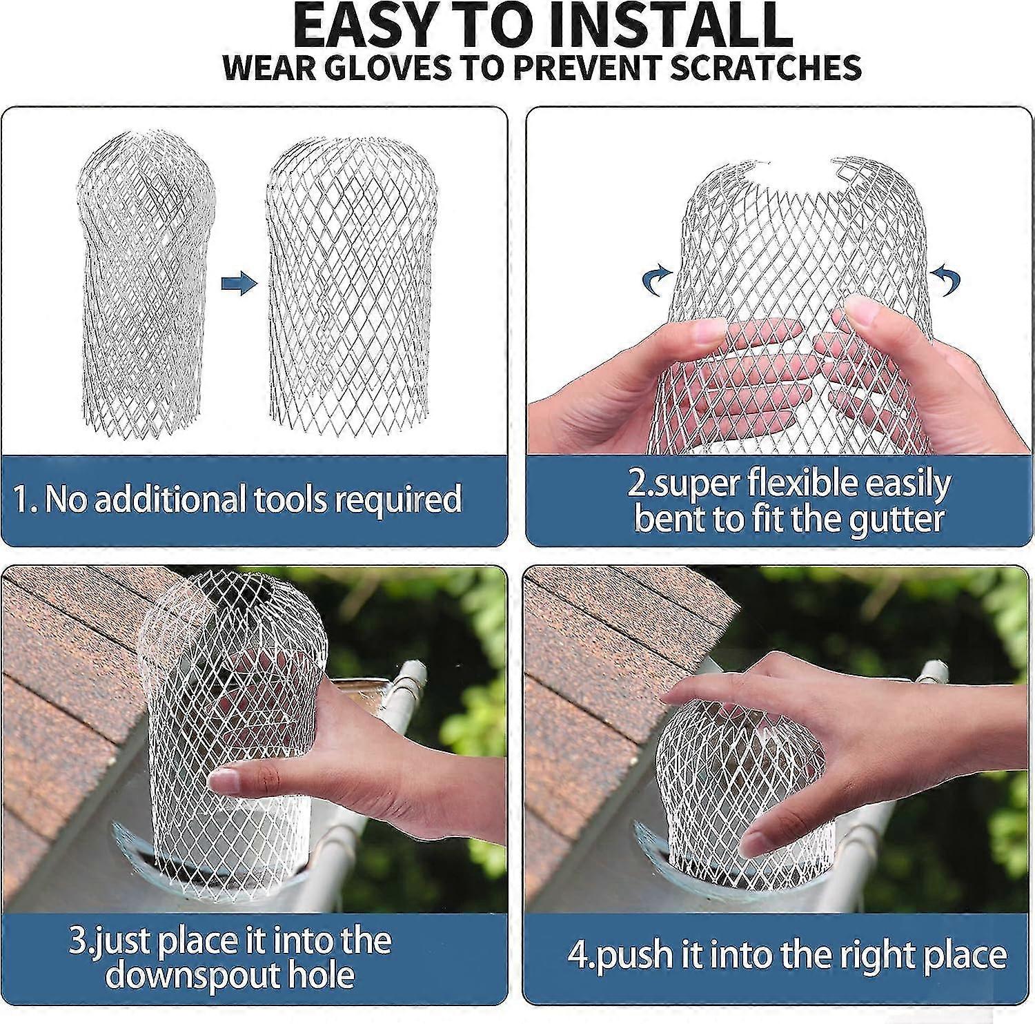 4 Pcs Gutter Guards - Aluminum Gutter Downspout Guard, Expandable Leaf ...