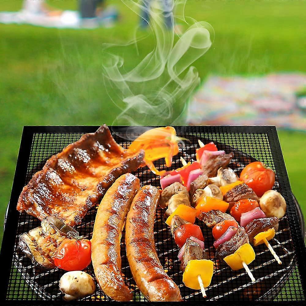 Bbq Grill Mesh Mat Set 3 Pcs Non Stick Grilling Mesh Reusable Heat ...