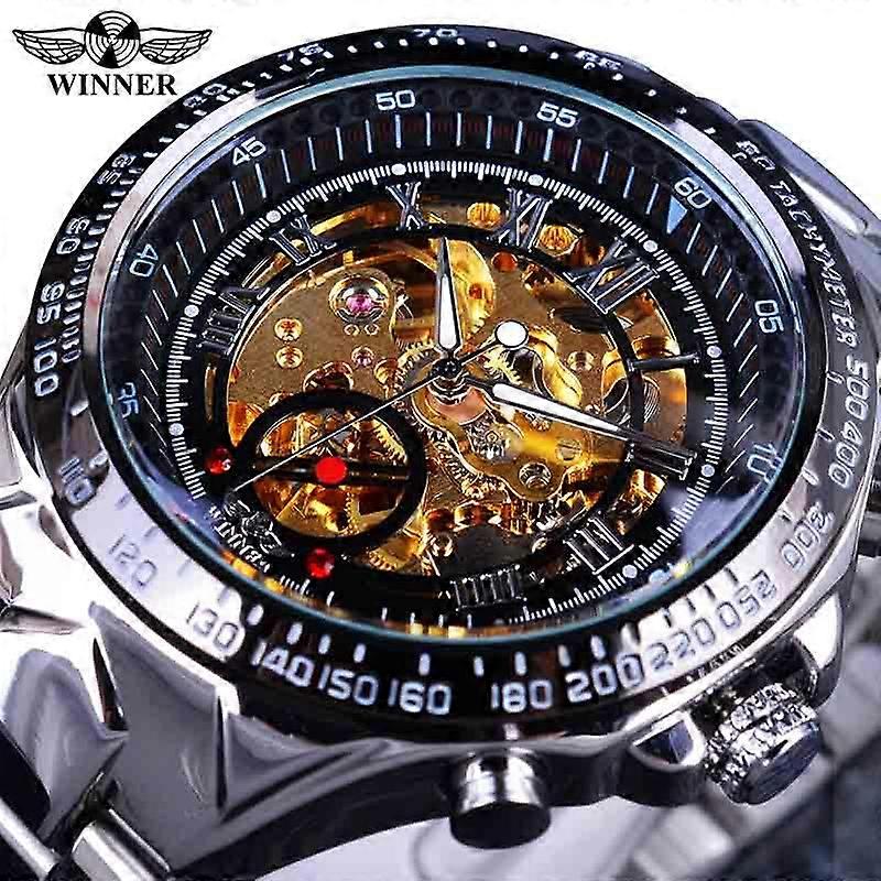 Winner Mechanical Sport Design Bezel Golden Watch Mens Watches Top ...