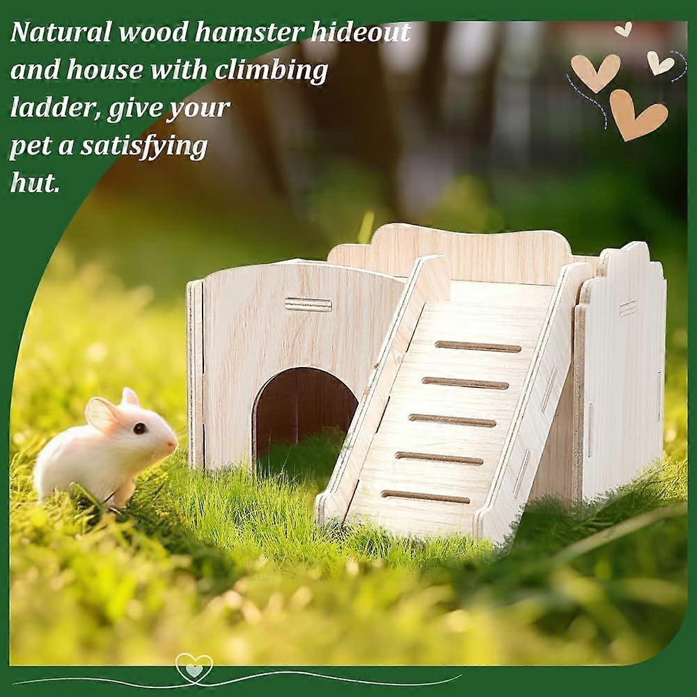 2 Sets 2 Style Wooden Hamster House with Sliding Board Wooden Hamster ...