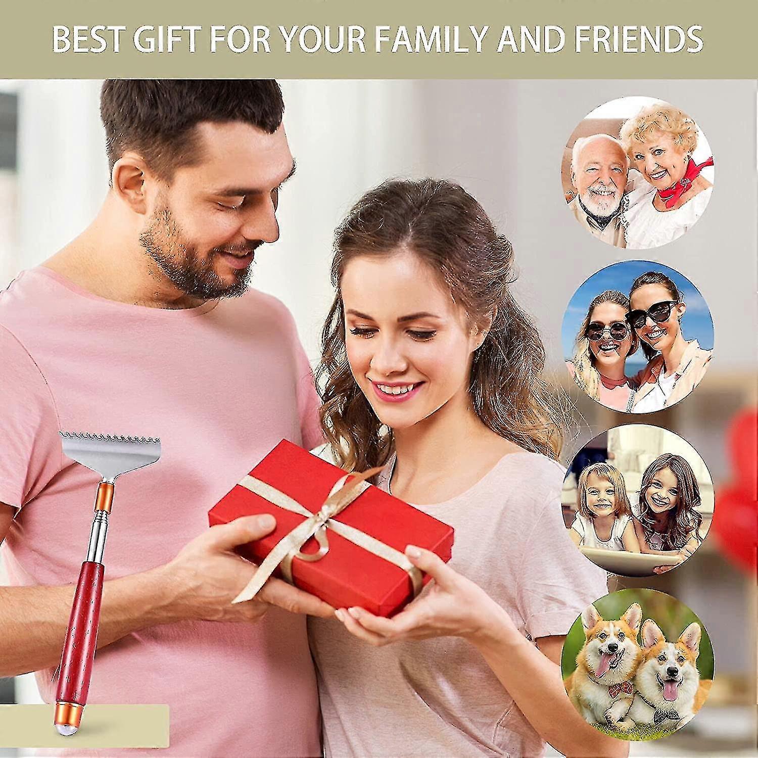 Adjustable Back Scratcher with Wooden Handle, Durable 15-Tooth Metal ...