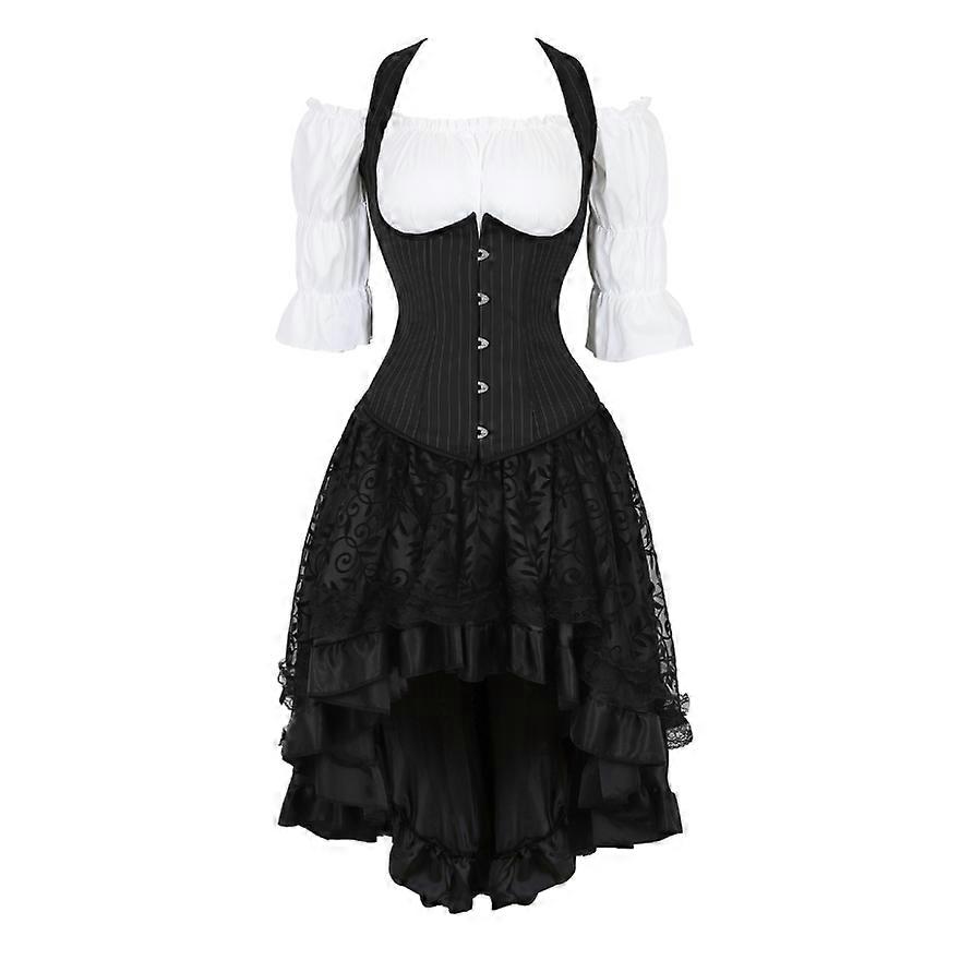 Corset Dress Bustiers Skirt 3 Piece Steampunk Gothic Pirate Lingerie ...