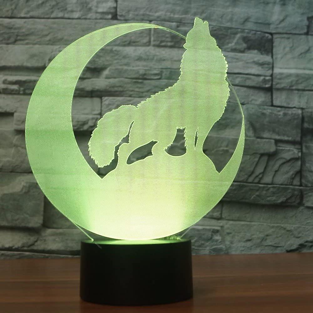 3d Wolf Night Light Animal Table Lamp Decor Table Desk Optical Illusion ...
