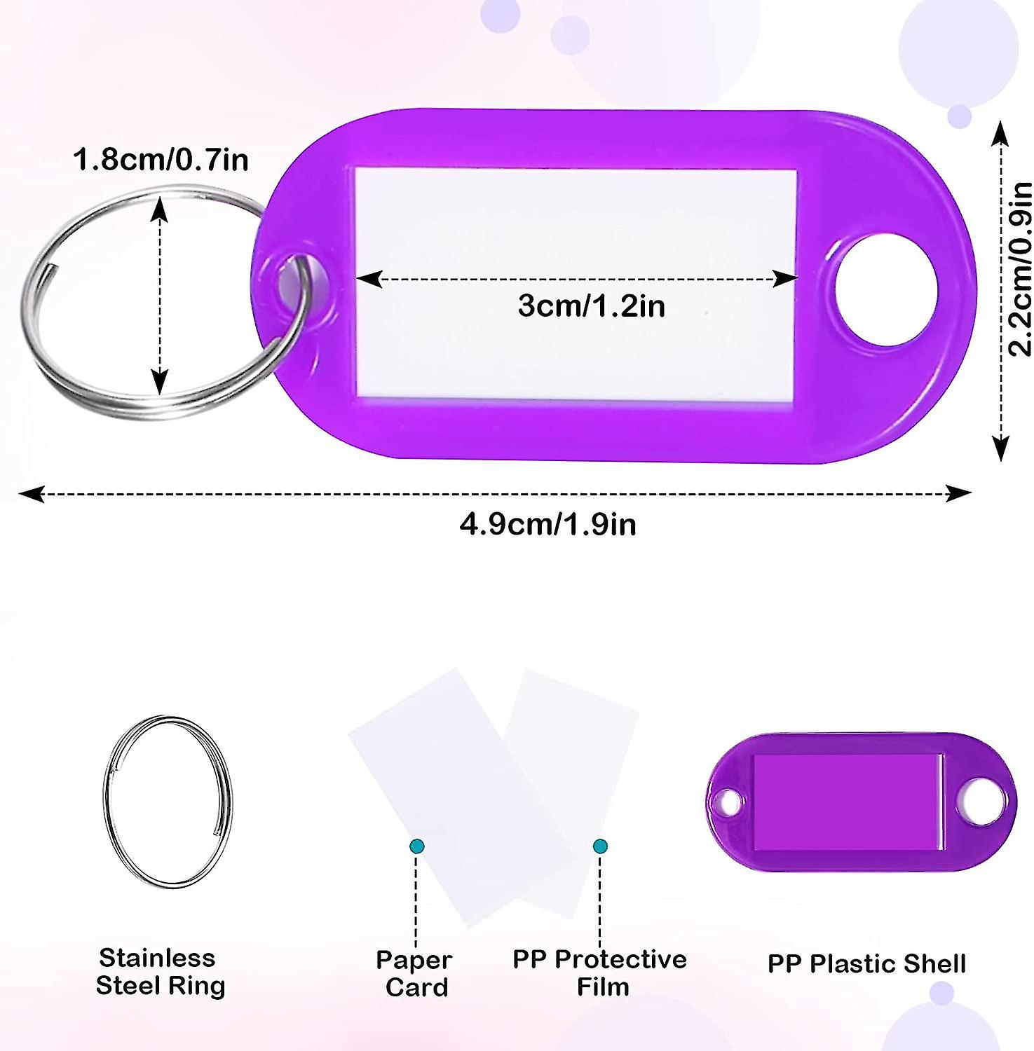 20 Key Tags, 10 Colors Plastic Key Rings, Writable Tag Color Key Rings ...