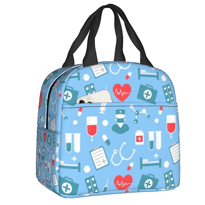 Nurse Tools Pattern Lunch Box Women Nursing Cooler Thermal Food ...