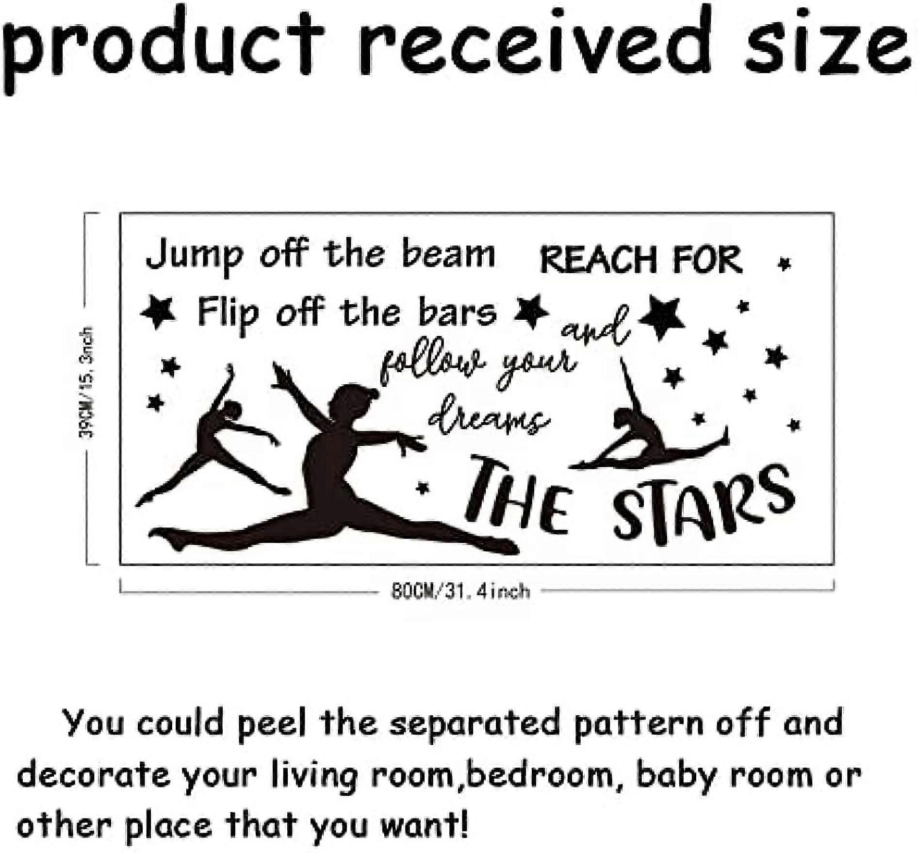 Wall Stickers Gymnastics Quote Girl's Vinyl Bedroom Decor Jump Off The ...