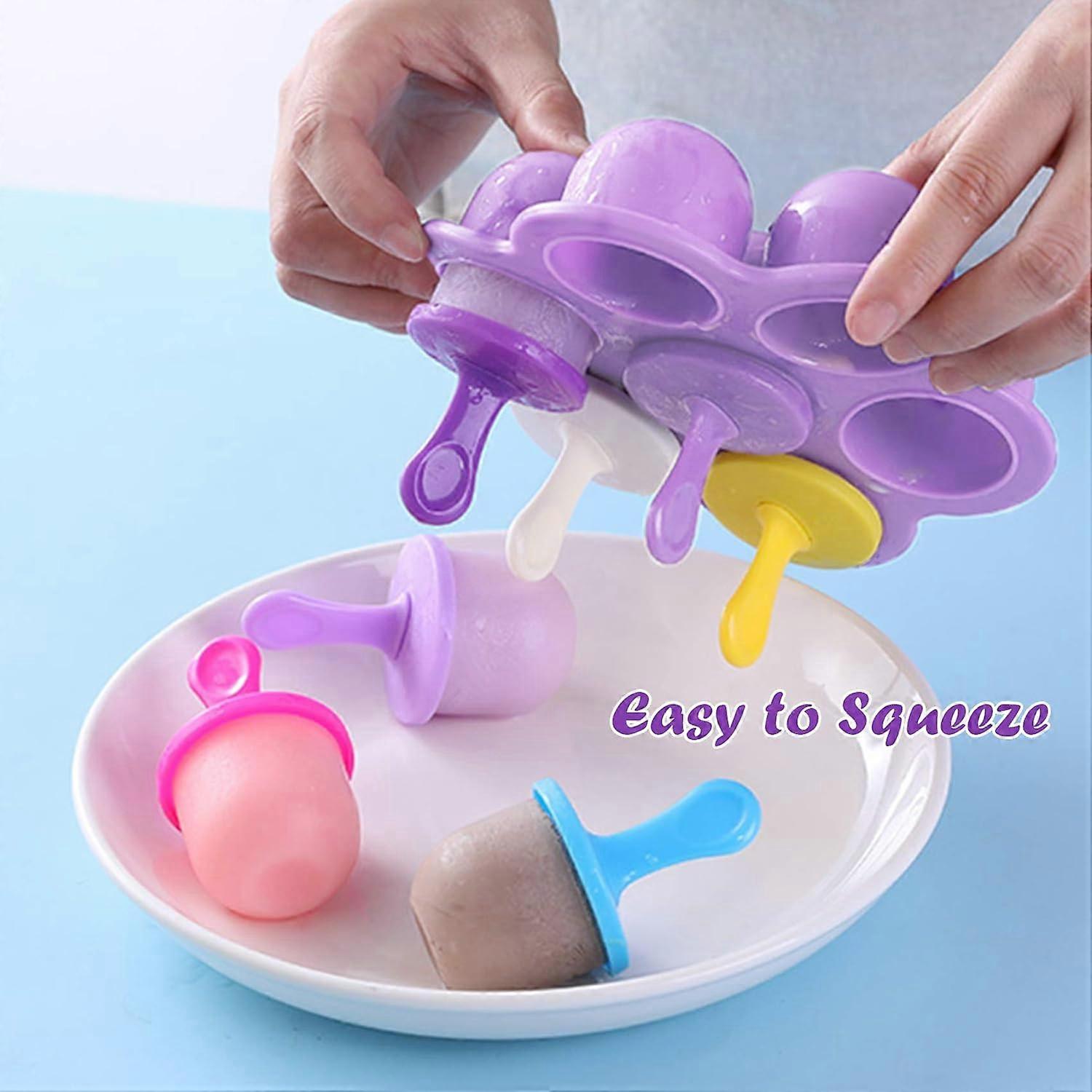 Pack Popsicle Molds, 7 Cavity Baby Colorful Popsicle Molds, Non-Stick ...