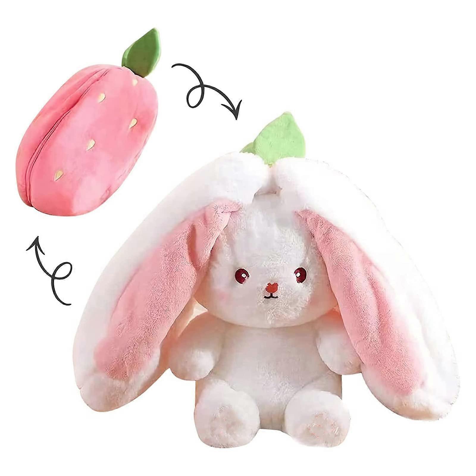 Easter Carrot/Strawberry Rabbit Plush Toys Reversible Bunny Stuffed ...