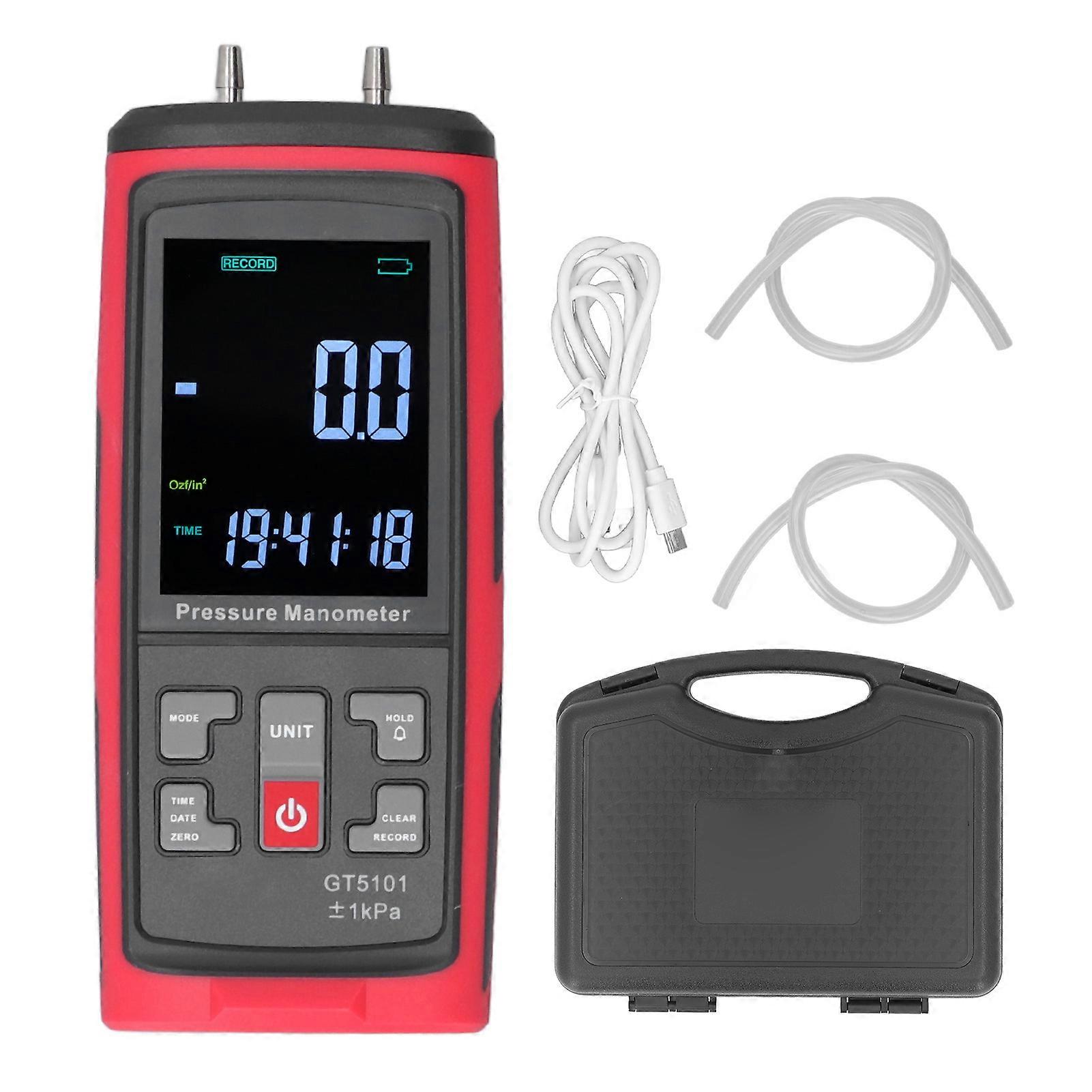 Digital Manometer HVAC Dual Port Gas Pressure Tester Air Meter Handheld ...