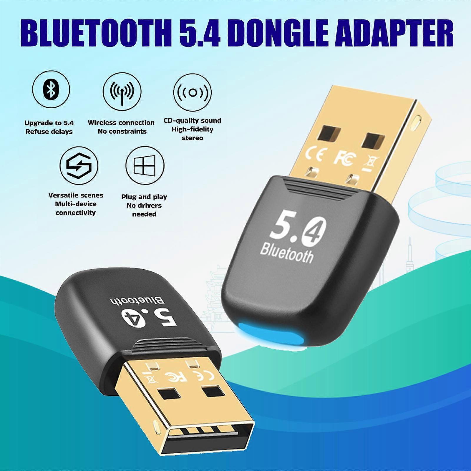 USB Bluetooth 5.4 Adapter Wireless Dongle for Laptop PC Keyboard ...