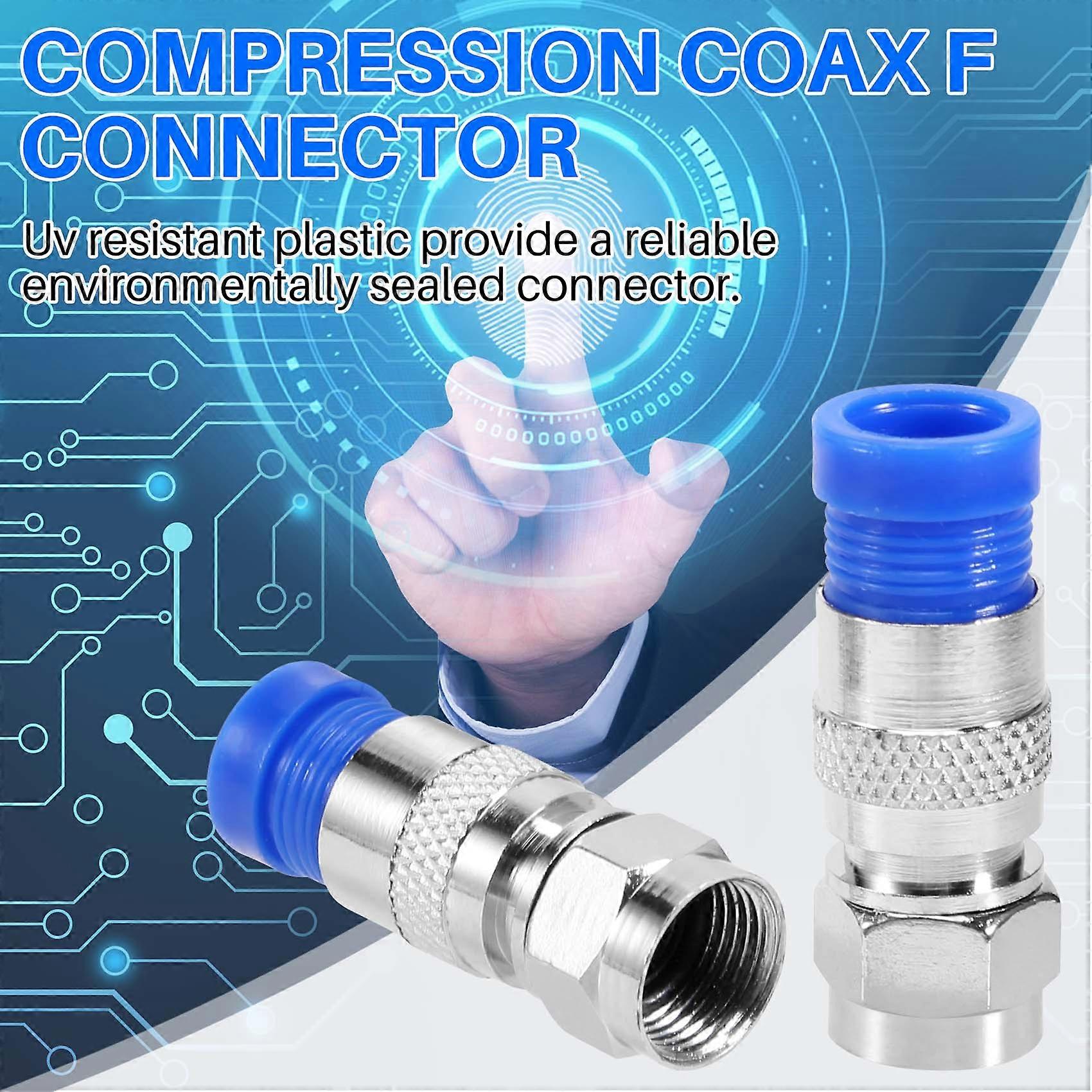50PCS RG6 Compression Connectors Coaxial Cable Waterproof Connection F ...