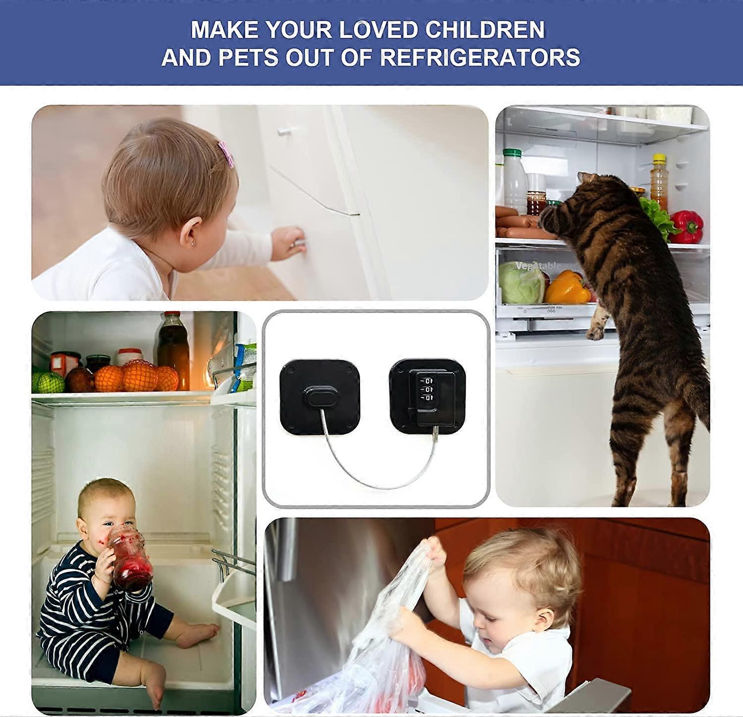 2 Pcs Fridge Lock with Code, Child Fridge Safety with Adhesive, Child ...