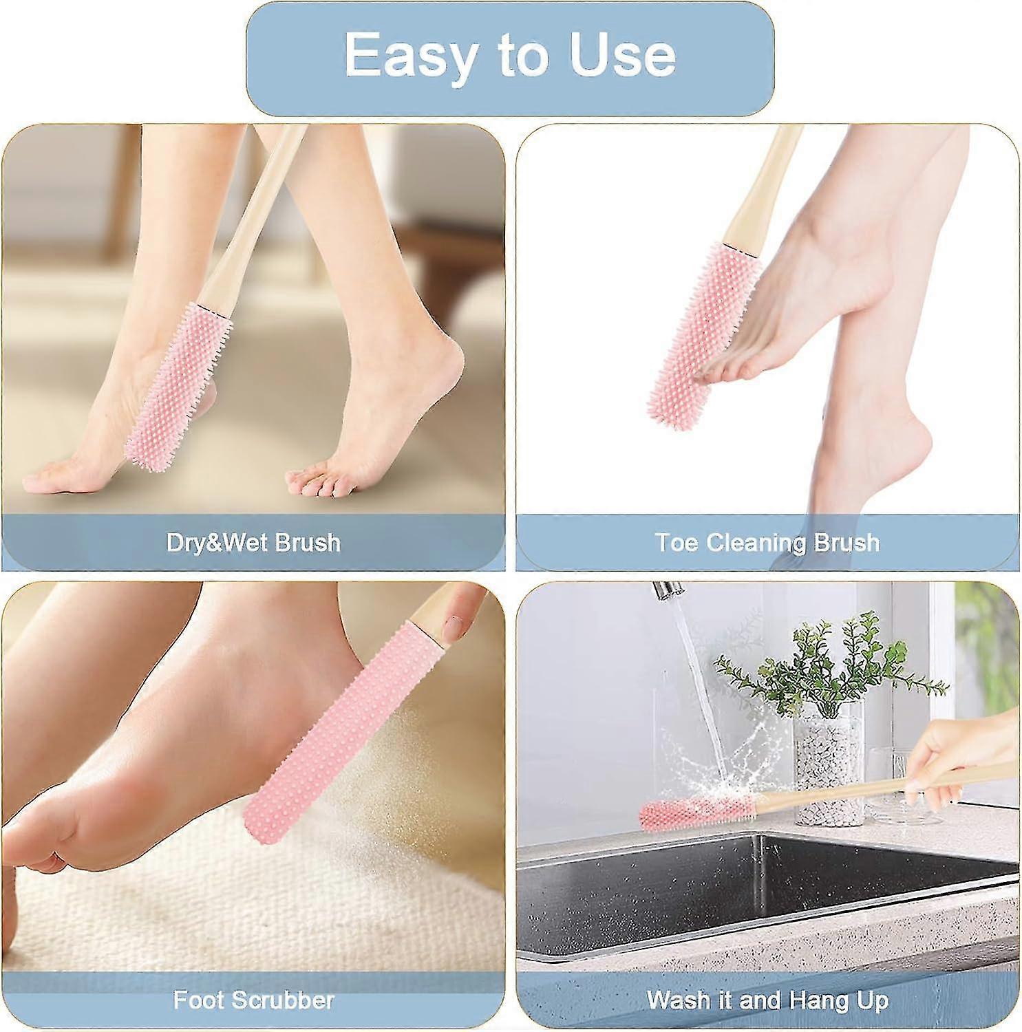 Toe Cleaning Brush,Foot Scrubber in Shower Long- Handled Toe Lotion ...