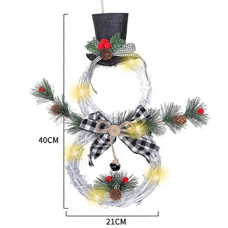 Christmas Decoration Rattan Wreath Deco with Led, Snowman Shape ...