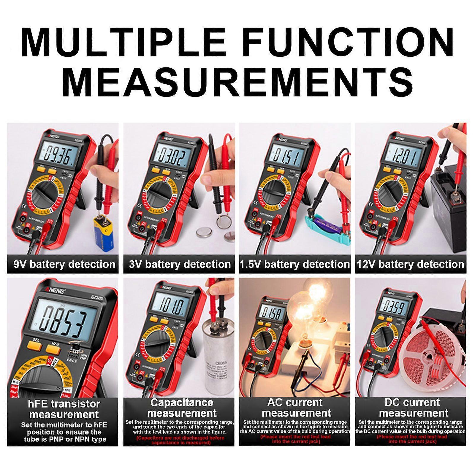 SZ304 Multifunction 1999 Counts Digital Multimeter True RMS Handheld ...