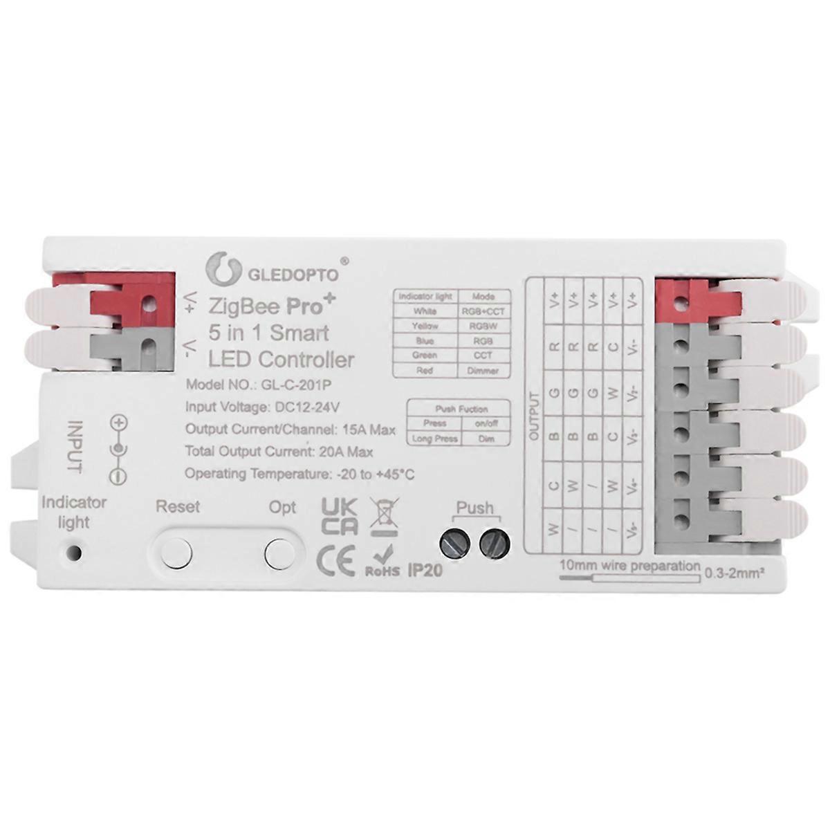 ZigBee 3.0 LED Controller 5In1 Dimmer 12V 24V 20A RGB/RGBW/RGBCCT/CCT ...