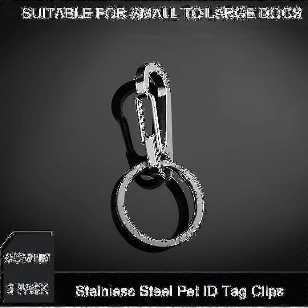 2 Pack Dog Tag Clips, Stainless Steel Heavy Duty Clips Pet Id Tag ...