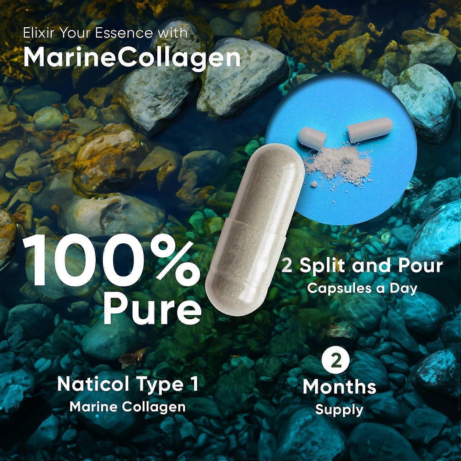 100% Pure Marine Collagen Capsules - 120 Naticol Type 1 Hydrolysed - 2 ...
