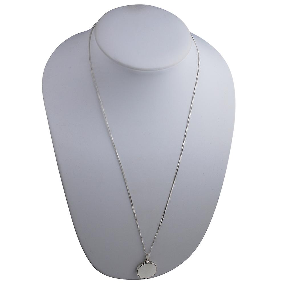 Silver 22mm plain twisted wire edge flat round Locket with a curb Chain ...