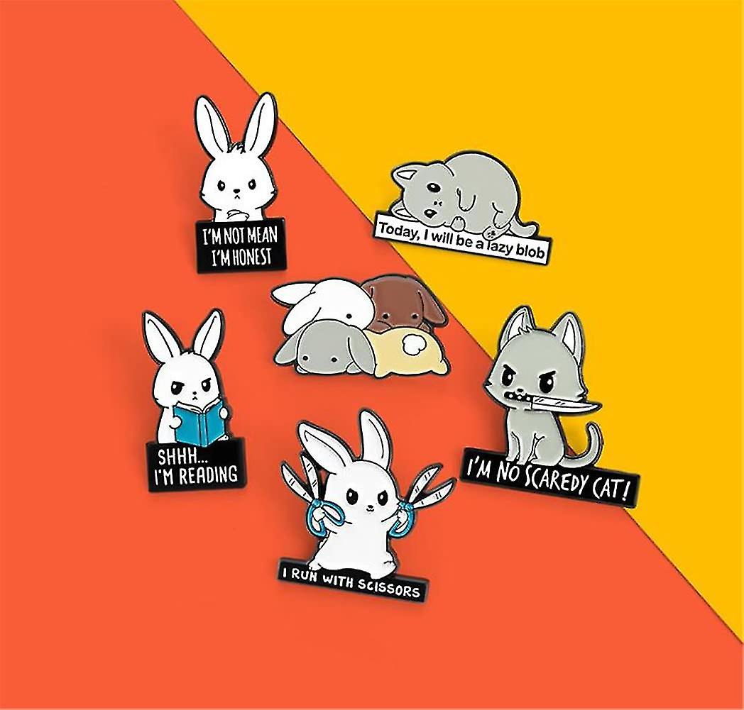 Cute Rabbit Animal Letter Brooch Enamel Pin Badge Kawaii Cartoon Pins ...