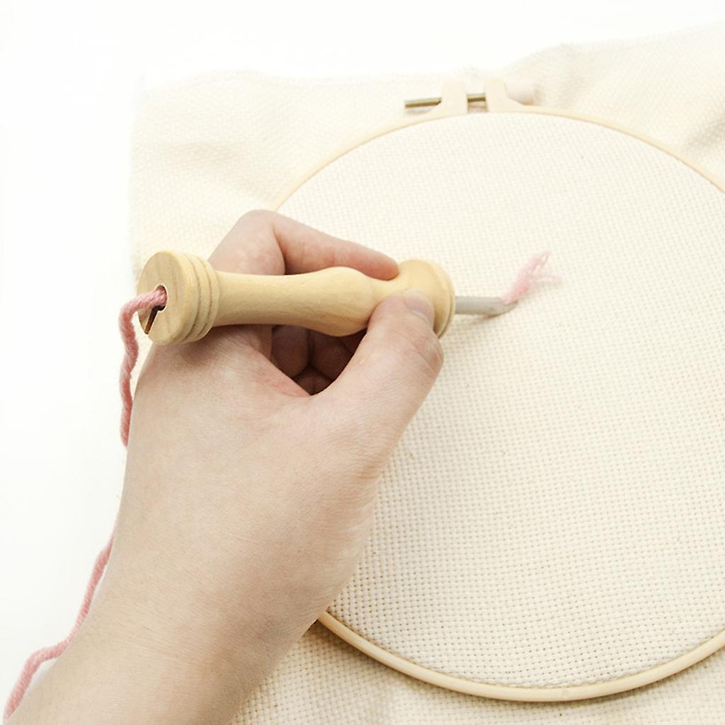 Threader Needle With Wooden Handle Embroidery Punch Pen Side Slit ...