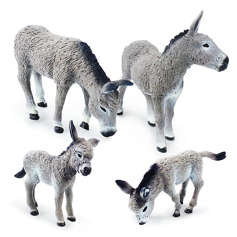 Realistic grey donkey figurines cute animals toys model farm pasture ...