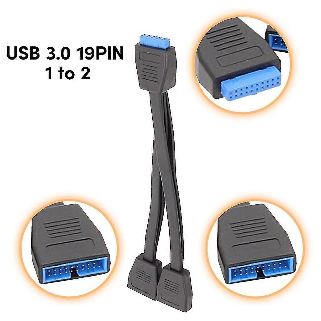 19Pin USB Header USB3.0 1 to 2 Splitter Internal USB Extension Cable ...