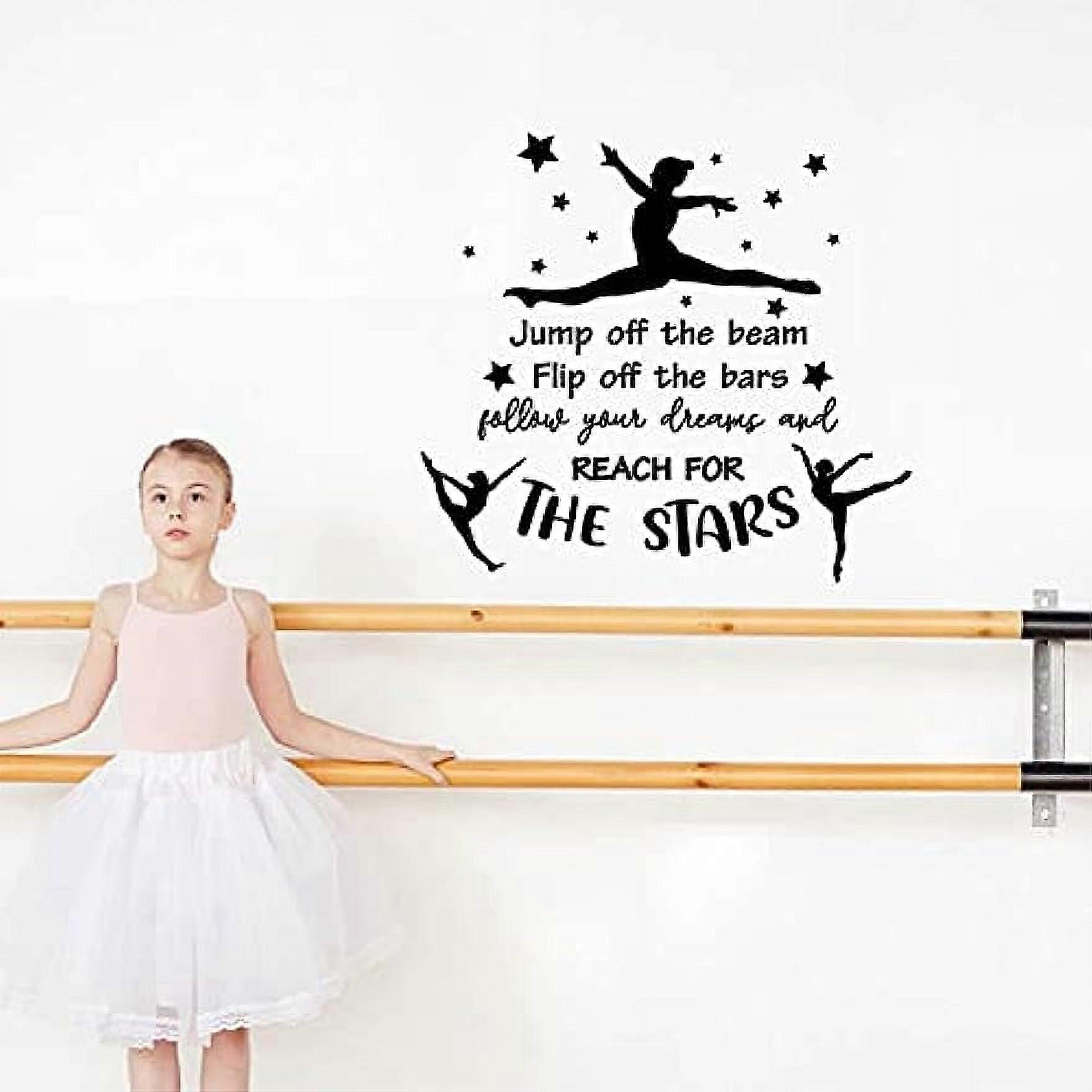 Wall Stickers Gymnastics Quote Girl's Vinyl Bedroom Decor Jump Off The ...
