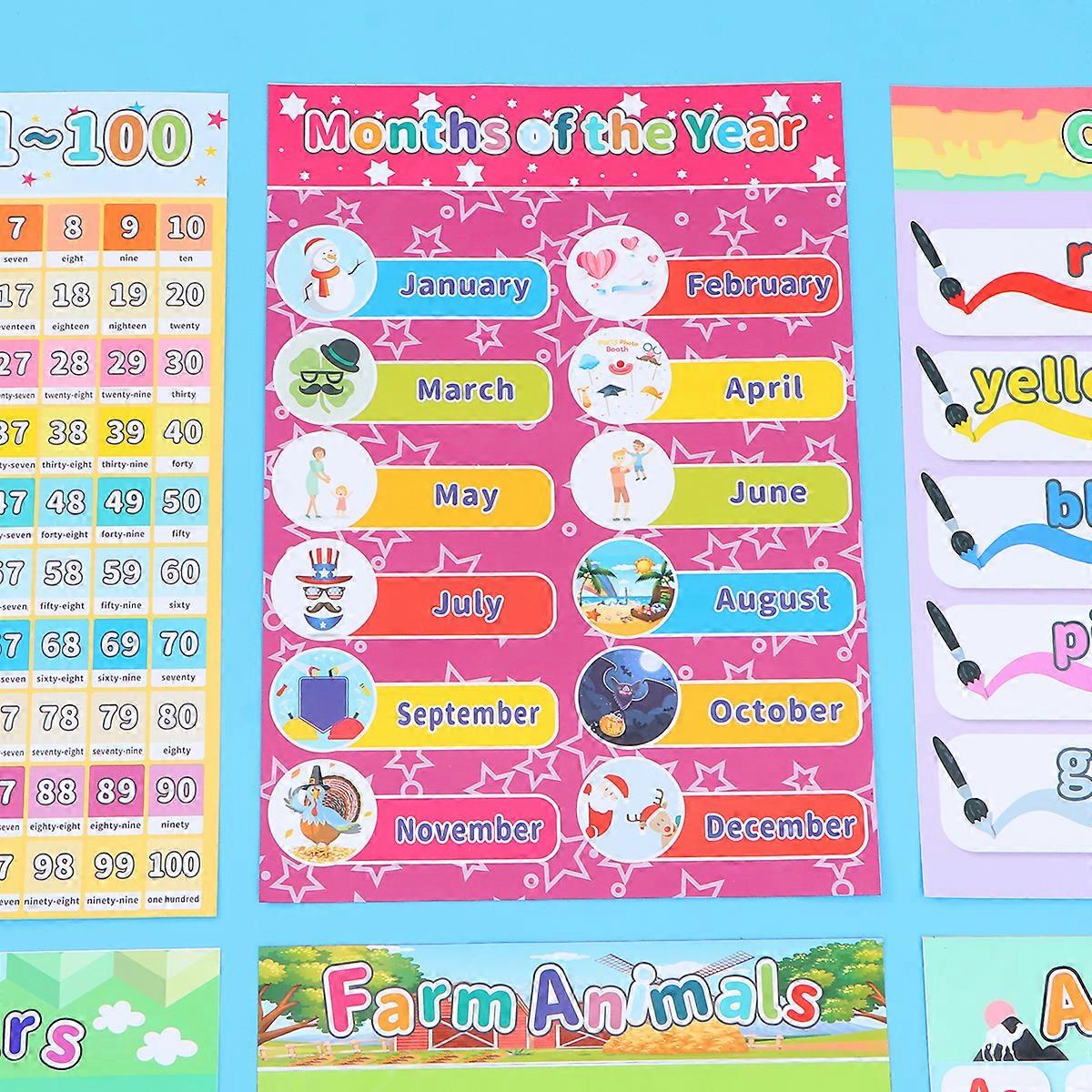 6PCS 28x40cm Early Educational Preschool Posters Charts Alphabet ...