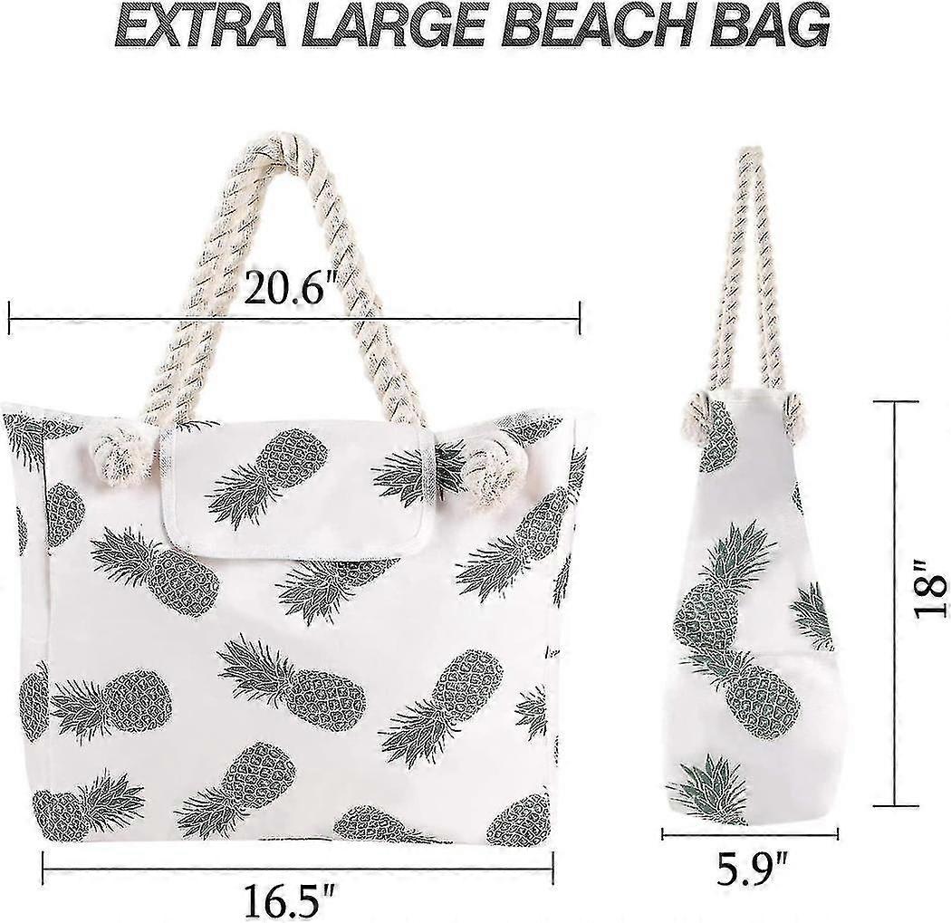 Oversized Waterproof Canvas Beach Bag With 4 Inner Pockets For Travel ...