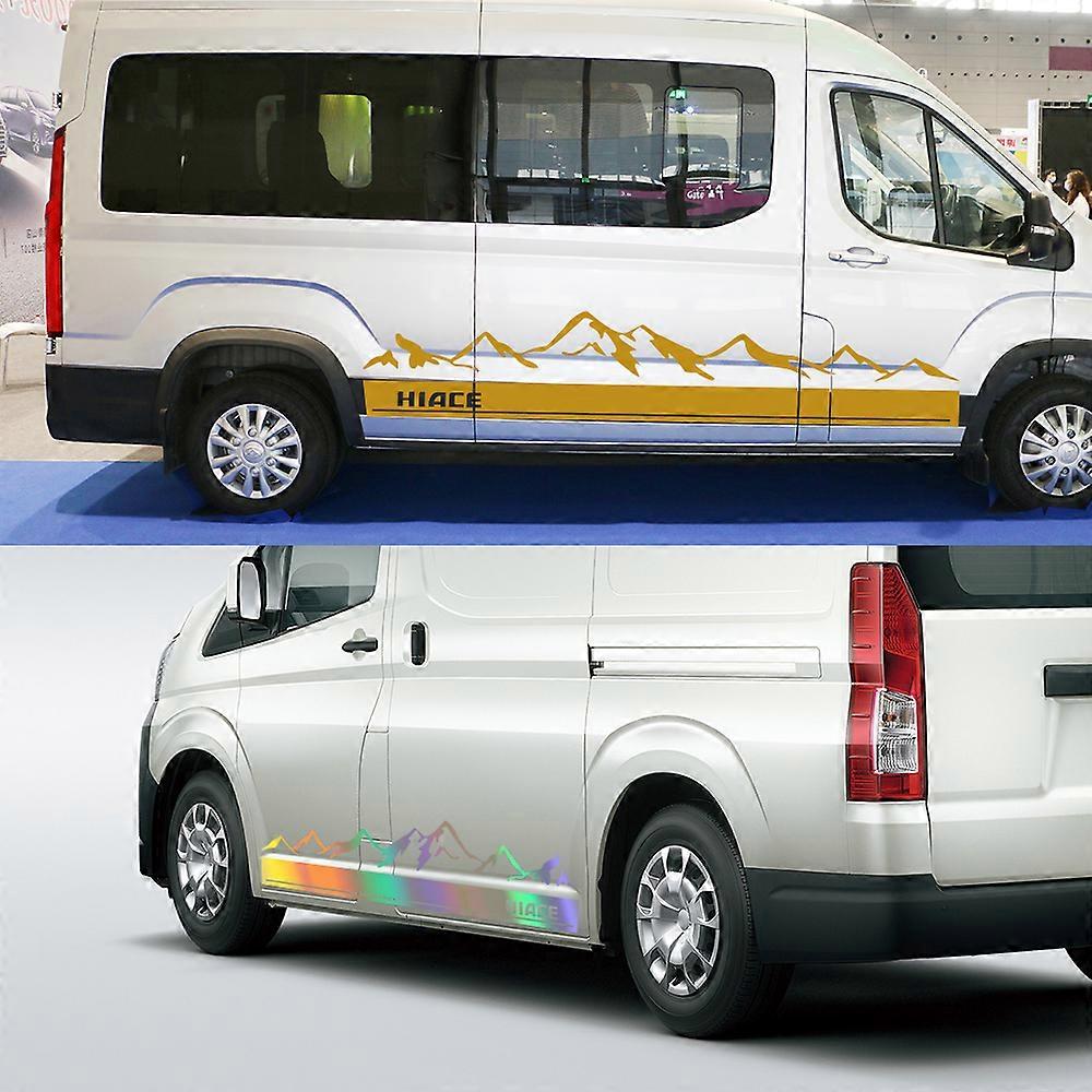 2PCS Car Stickers For Toyota Hiace 200 300 Camper VAN Mountain Stripes ...