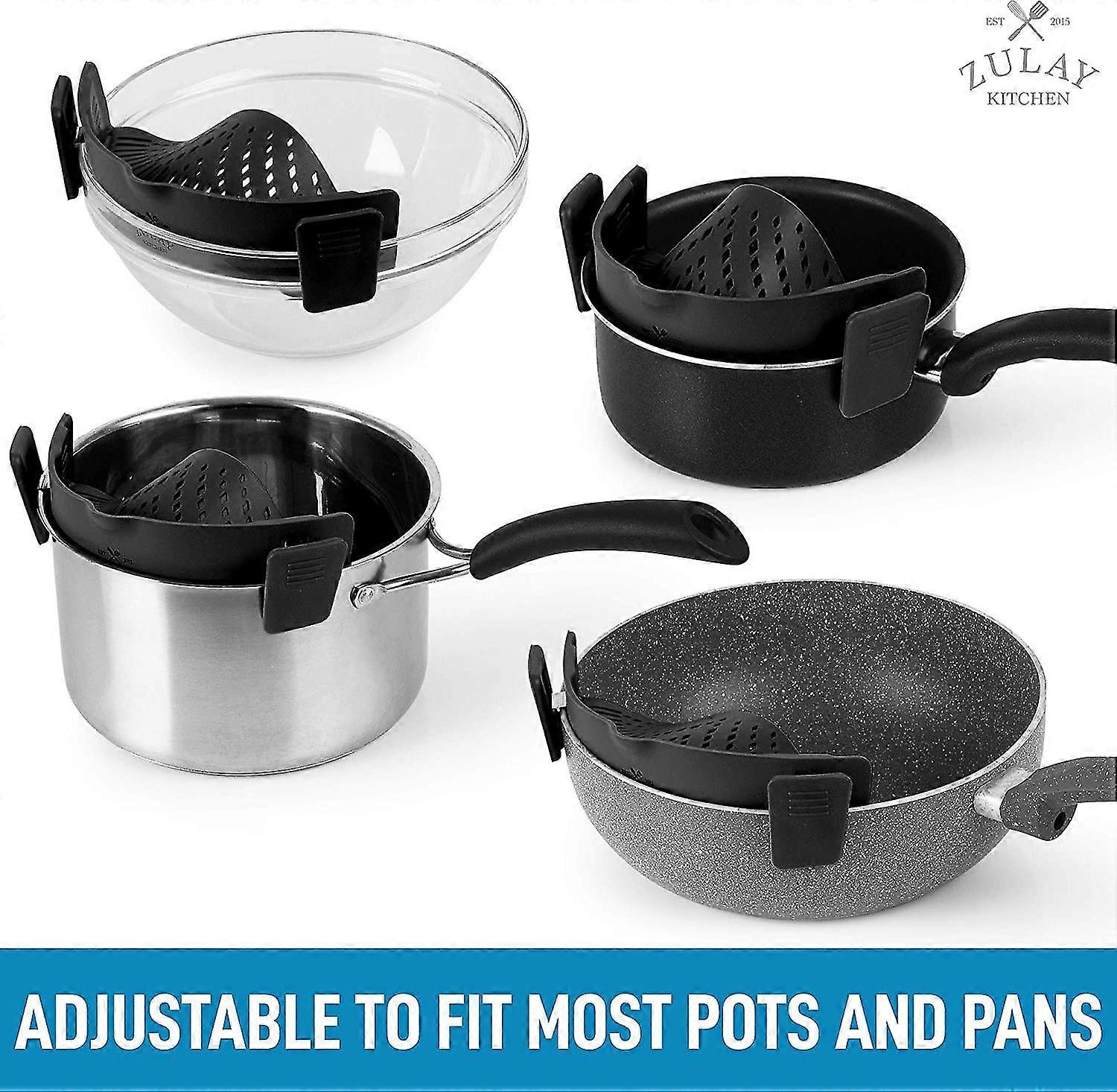 Adjustable Snap On Strainer For Most Pots & Pans - Food Grade, Heat ...