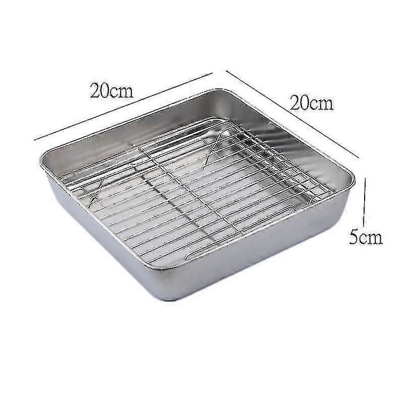 Stainless Steel Square Bakeware Nonstick Pan Baking Tray With Grid ...