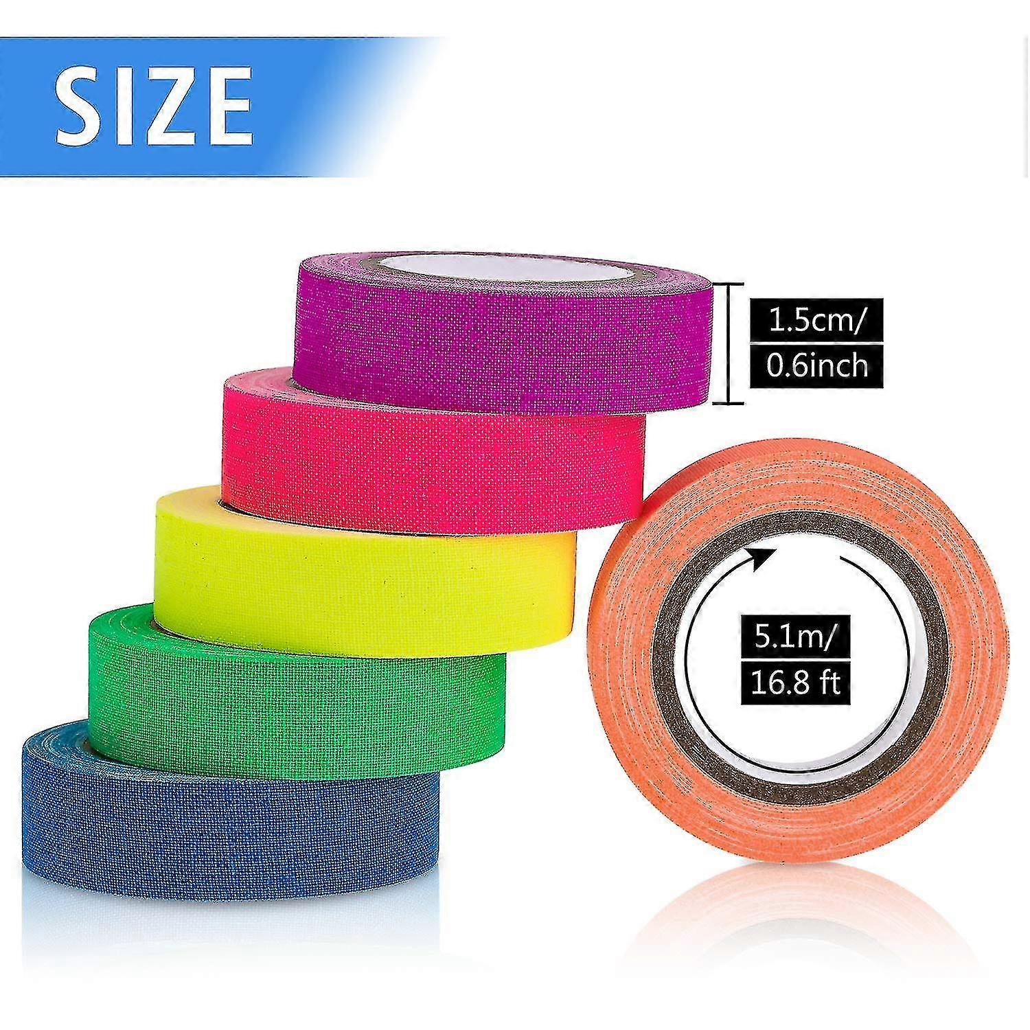 6 Colors Neon Gaffer Cloth Tape, Fluorescent Uv Blacklight Glow In The ...