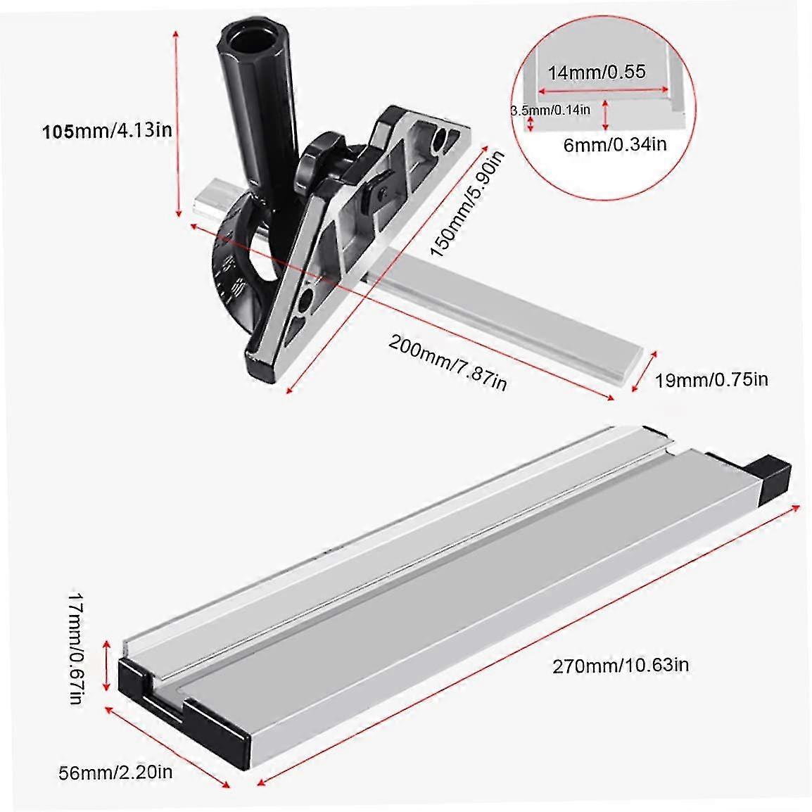 Table Saw Ruler Miter Gauge Fence System Woodworking Block Tools ...