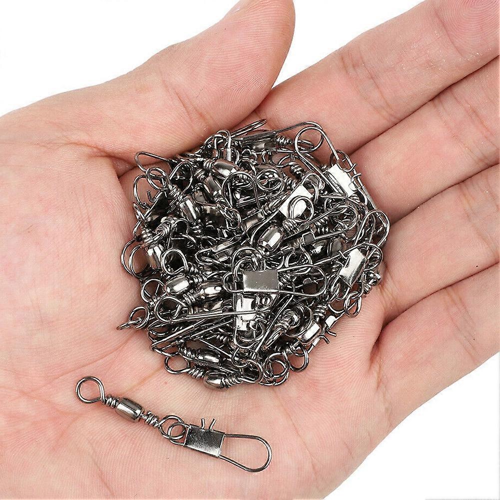 Kaesi 50/100Pcs Fish Rolling Ball Bearing Barrel Swivel with Safty Snap ...