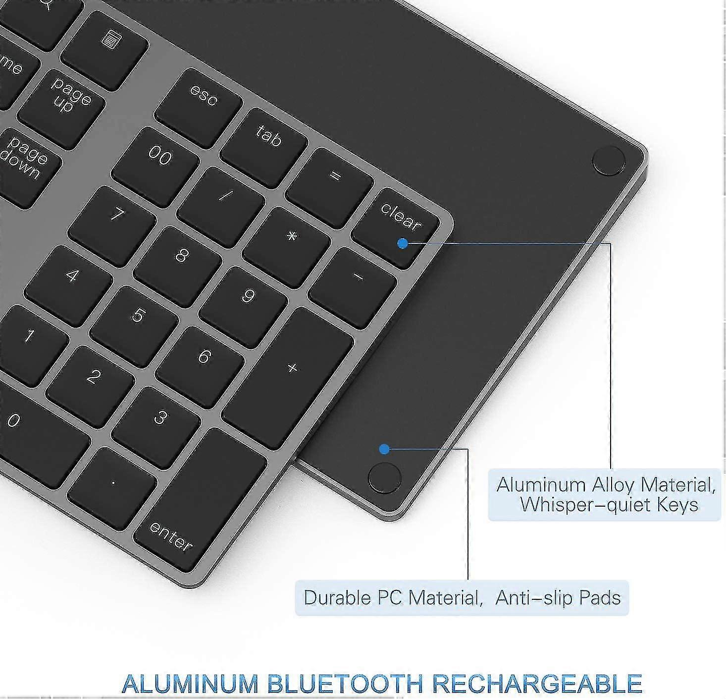 Bluetooth Number Pad, Aluminum Rechargeable Wireless Numeric Keypad ...