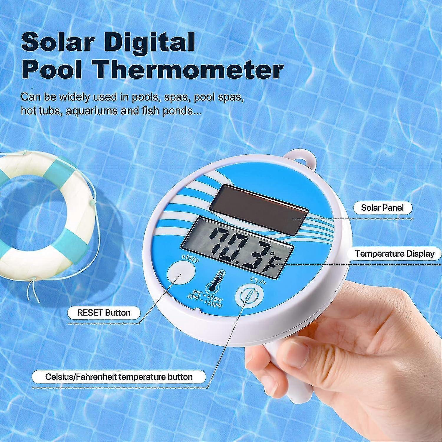 Solar Pool Thermometer Floating Easy Read - Wireless Pool Thermometer ...