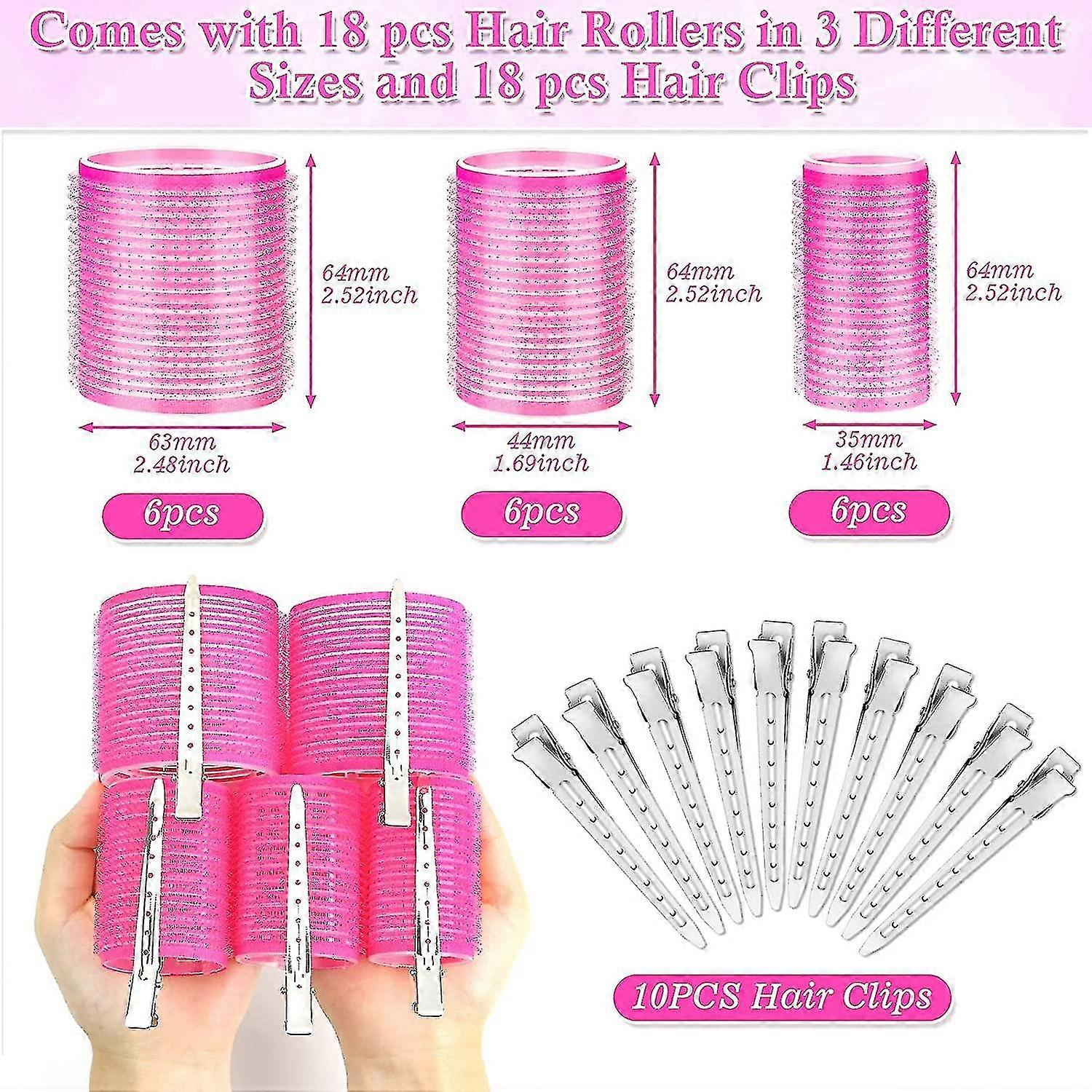 Hair Rollers Curls Set, 28 Pcs Heat Free Jumbo Large Small Curlers Self Adhesive Hair Rollers ...